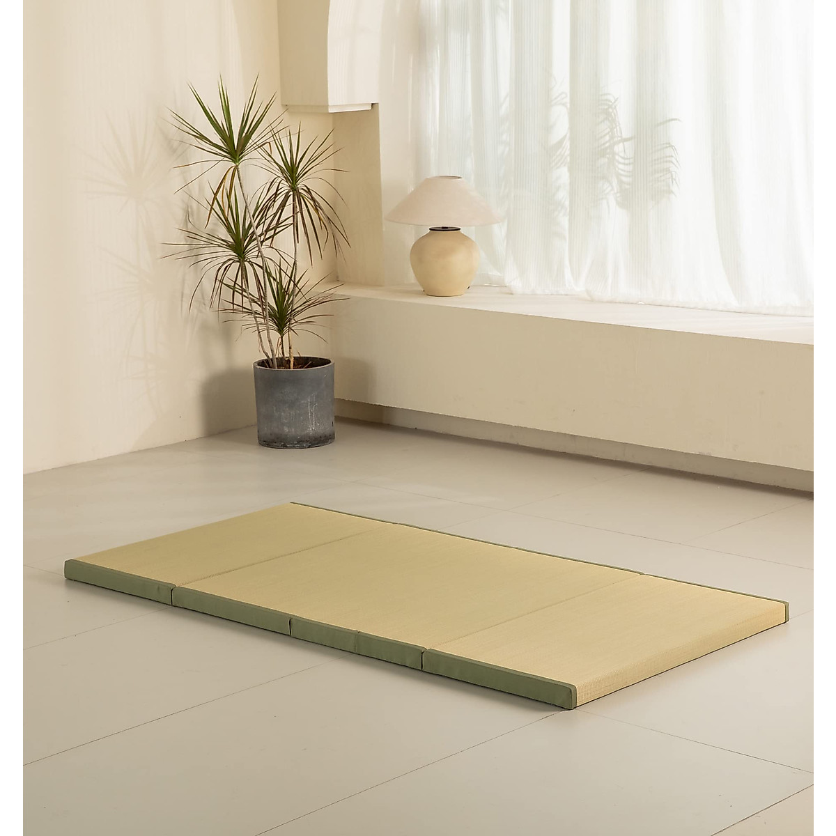 MustMat Thick Tatami Mat Twin XL Floor Mattress Japanese Tatami Bed with Storage Bag 39 x 80 x 2 in (Green)