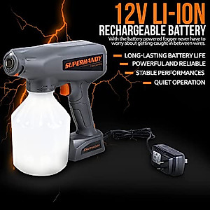 SuperHandy Disinfecting Nano Electrostatic ULV Sprayer Handheld Portable Cordless 34oz Capacity 12V Lithium Ion Powered Sanitizer Disinfectant Odor Eliminator Outdoor Plant Repellent Control