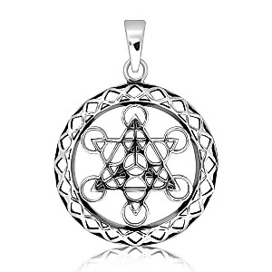 WithLoveSilver 925 Sterling Silver Metatron Cube Sacred Geometry Talisman Pendant