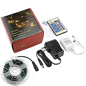 ER CHEN Dimmable LED String Lights Plug in, 66ft 200 LED Waterproof Fairy Lights with Remote, Indoor/Outdoor Copper Wire Christmas Lights for Bedroom, Patio, Garden, Yard (Green Wire, Warm White)