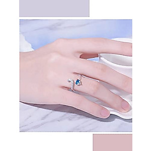 PLATO H Adjustable Sterling Silver Crystal Fox Head Ring for Women - High-Polished Fox Tail Funky Ring, Perfect for Anniversaries, Valentine's Day, and Birthday Gifts