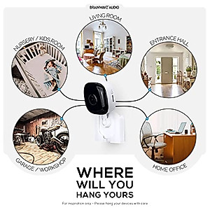 Wall Mount for Kasa KC100, KC105, EC60 (2 Pack), Adhesive Holder for TP Link Smart Spot Camera, Installs in Minutes, No Mess Hanger Bracket by Brainwavz (White)