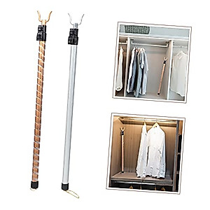 Cabilock 2pcs Telescopic Draw Rod Clothes Reaching Rods Closet Reacher Pole with Hook Outdoor Clotheslines Retractable Clothes Line Outdoor Laundry Line Retractable Clothesline Rods Cane CD