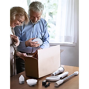 Electric Spin Scrubber, 2023 New Cordless Shower Scrubber with LED Display, Power Scrubber with Detachable Extension D-Shape Handle, Cleaning Brush for Bathroom Tile Tub Shower Grout