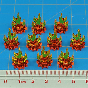 LITKO Flame Marker | Fire Indicator | Spell Effect | Inferno | Compatible with Dungeons & Dragons, Warhammer 40k, Bolt Action, and Other Wargames (Yellow Flames & Amber Base, Mini)