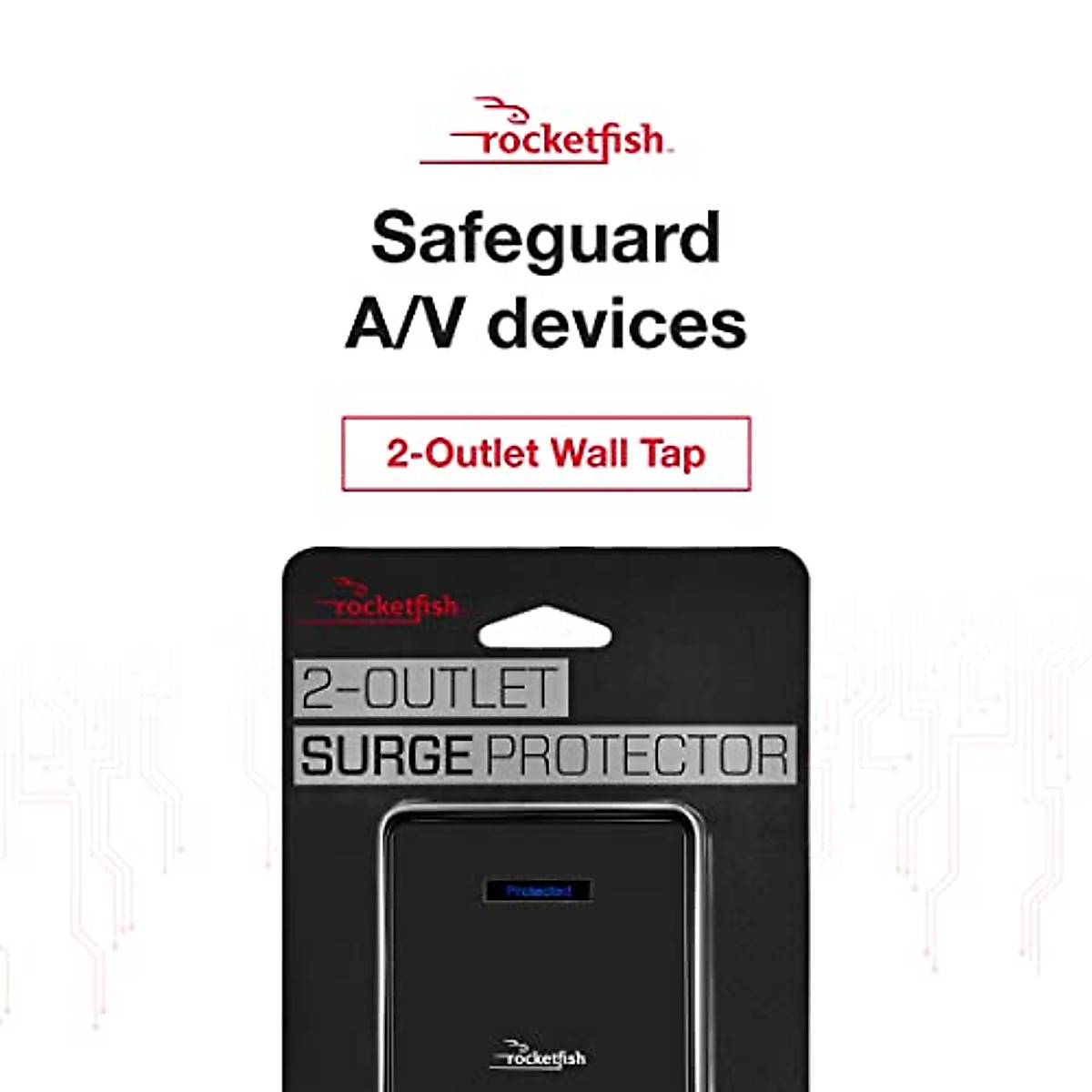 Rocketfish 2-Outlet Surge Protector - Low-Profile Protection for Devices - Black