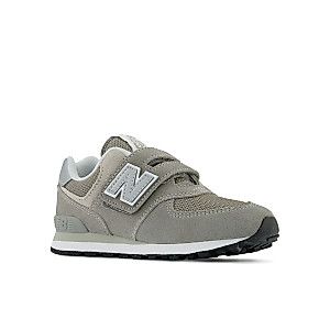 New Balance Kid's 574 Core Hook and Loop Sneaker, Grey/White, 1 Wide Little Kid