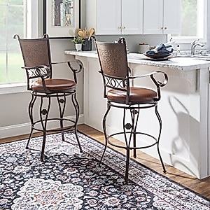 Powell Company Big and Tall Copper Stamped Back Barstool with Arms Bar Stool, Bronze