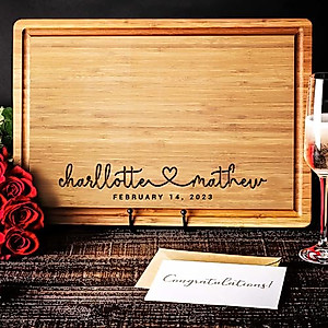 Personalized Wood Engraved Cutting Board - Customized Chopping Block - Unique Present for Wedding, Anniversary, Housewarming, Birthday, Holiday Gift Idea For Friends, Family, Mom, Dad.