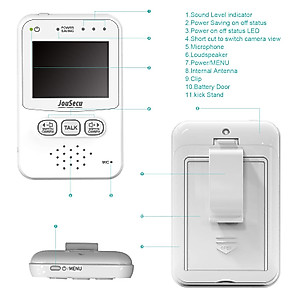 JouSecu Baby Monitor with Camera and Audio 2.4inch LCD, 2-Way Talk, Night Vision, Eco Mode, 1000ft Range, Feeding Alarm （Up to 4 Cameras）