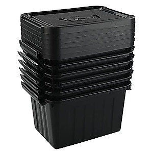 Parlynies Plastic Storage Container Bin with Secure Lid and Latching Buckles, 6 Pack, 7 Qt.