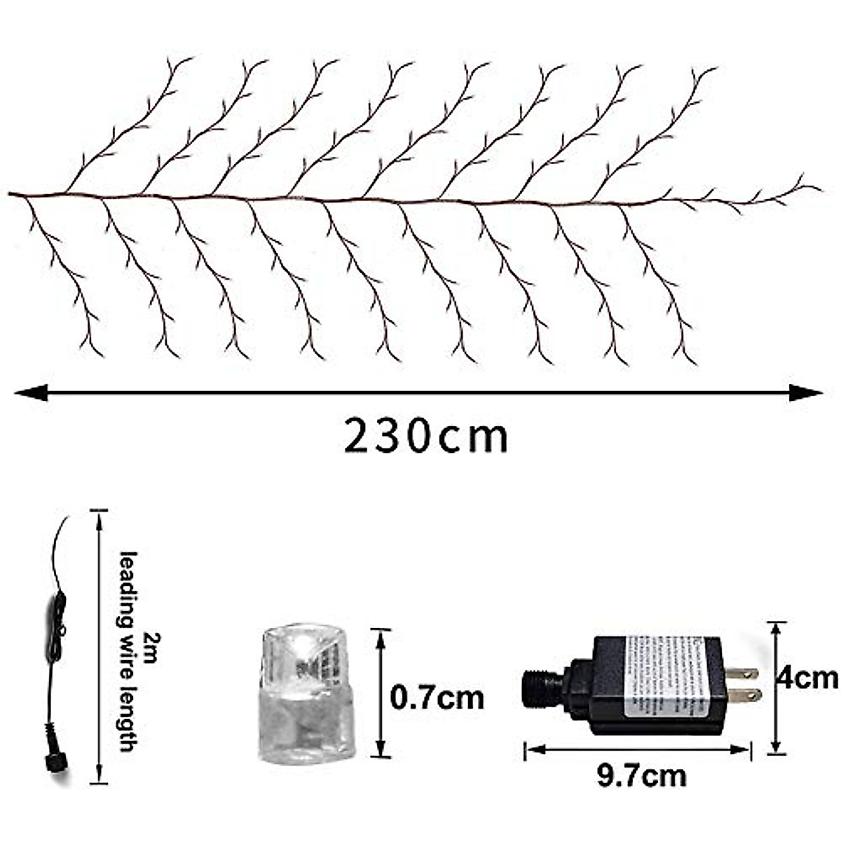 GOESWELL Enchanted Flexible LED Willow Vines for Christmas Room Decor, 7.5FT Lights for Walls and Bedrooms (No Remote)