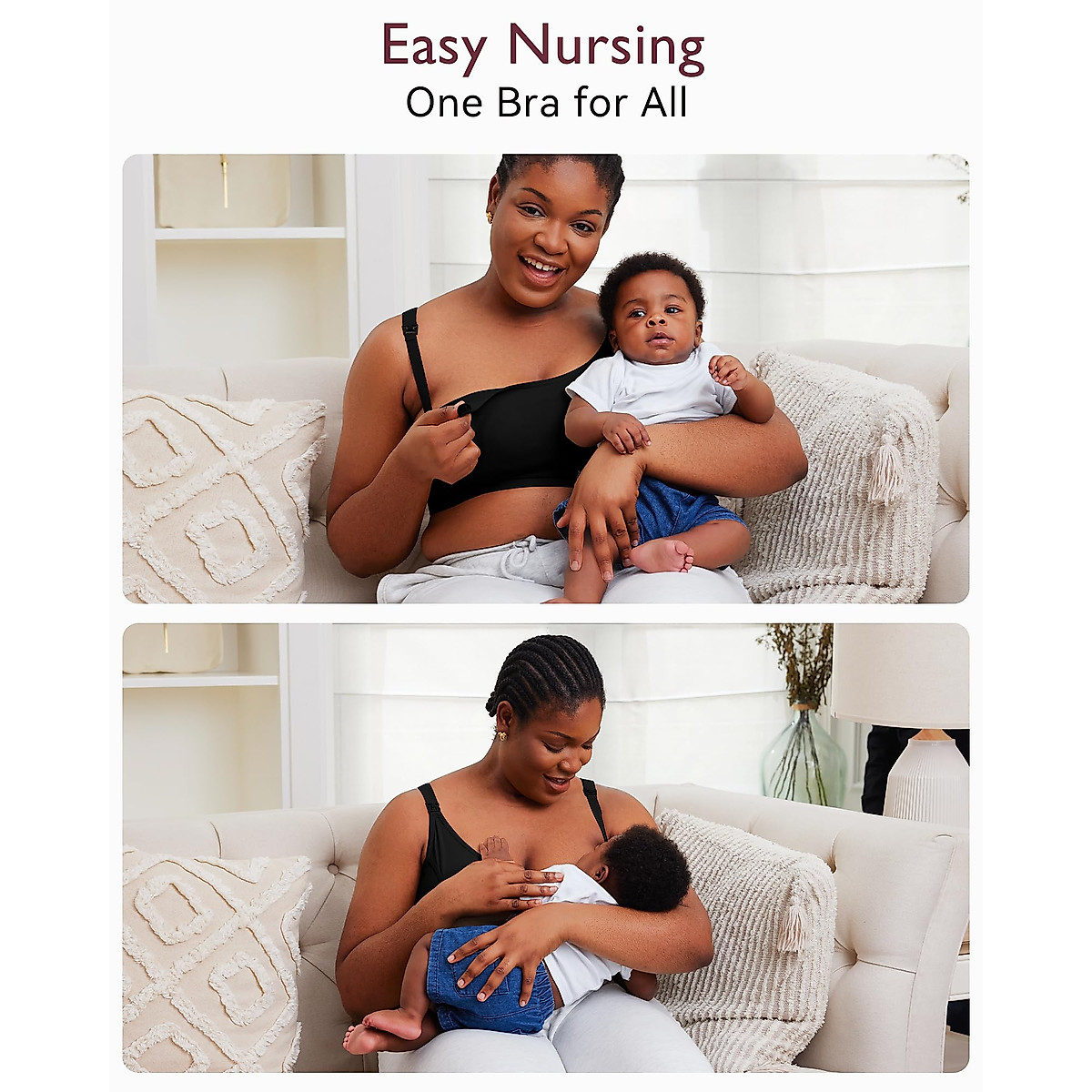 Momcozy Hands Free Pumping Bra, Adjustable Breast-Pumps Holding and Nursing Bra, Suitable for Breastfeeding-Pumps by Lansinoh, Philips Avent, Spectra, Evenflo and More Black