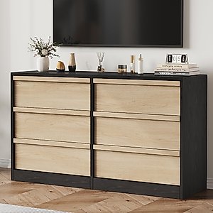 GAOMON 6 Drawer Dresser for Bedroom, Modern Dresser Organizer Storage Chest, Wooden Double Chest of Drawers for Bedroom, Living Room, Nursery