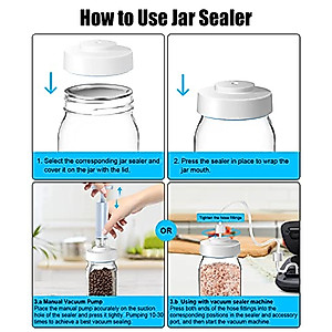 VICHYIE Jar Sealer for FoodSaver Vacuum Sealer, Jar Vacuum Sealing Kit with Accessory Hose and Portable Manual Vacuum Pump for Mason Jars with Wide and Regular Mouth