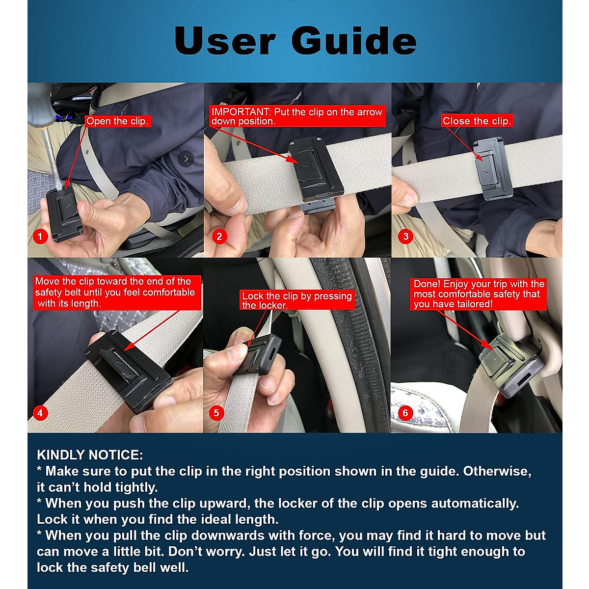 Car Seat Belt Adjuster, Seatbelt Clips | Smart Adjust Seat Belts to Relax Shoulder Neck Give You a Comfortable and Safe Experience | 2PCS Black