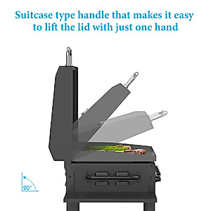 Outspark Hinged Lid for Blackstone 36 Inch Griddle Hard Cover Hood for Blackstone 1554 1818 1825 1836 1863 36'' Griddle with Grill Cover and Temperature Gauge Black