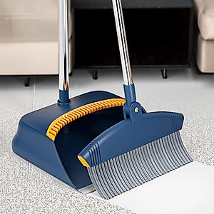 RUNLAIKEJI Broom and Dustpan Set, Broom and Dustpan Set with Long Handle, Broom and Dustpan Set for Home, Kitchen Broom and Dustpan Set, Broom Dustpan, for Home Kitchen Lobby Floor Cleaning Supplies