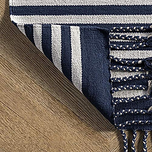 nuLOOM Regency Flatwoven Pinstripes with Tassels Area Rug, 3' x 5', Blue