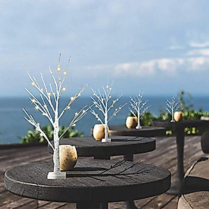 EAMBRITE Lighted Birch Tree for Easter Day Decor, Set of 2 Easter Tree Indoor, Battery Operated Artificial Tree with Lights, Christmas Easter Tree Decorations for Home (2FT / Warm White)