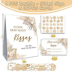 Guawubiang Bridal Shower Cards, How Many Kisses Standing Sign, 50 Guessing Cards 180 Baby Shower Kisses Stickers, How Many Kisses Bridal Shower Game Cards