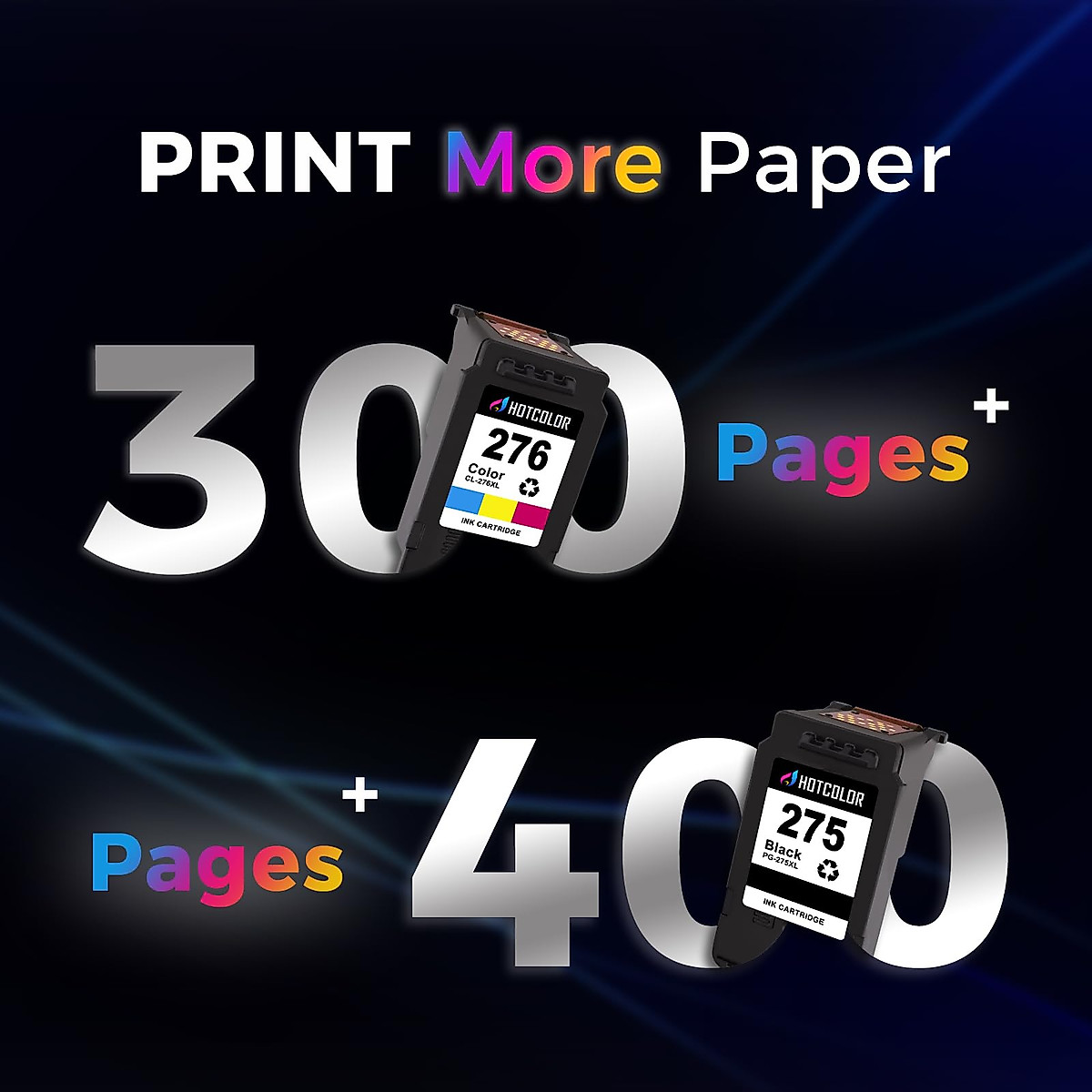 HOTCOLOR PG 275 XL Black Ink Cartridge Replacement for Canon 275 and 276 Ink Cartridges XL for Canon PIXMA TS3522 TS3520 TR4720 (2 Black, 2 Pack)