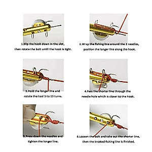 lasenersm 2 Pieces Fishing Line Knot Tying Tool Fishing Line Knotter Fishing Hook Knot Tying Tool Metal Fishing Line Hook Tie Device Fishing Hook Knot Tying Tool Fishing Knot Tying Tool, Golden