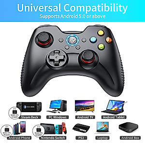 EasySMX 【New】 Wireless PC Controller, Arion8236 Gaming Controller for Windows Steam/PS3/Android/Switch/Steam Deck, Dual-Vibration Computer Controller Gamepad with Turbo, 14 Hours Working Battery