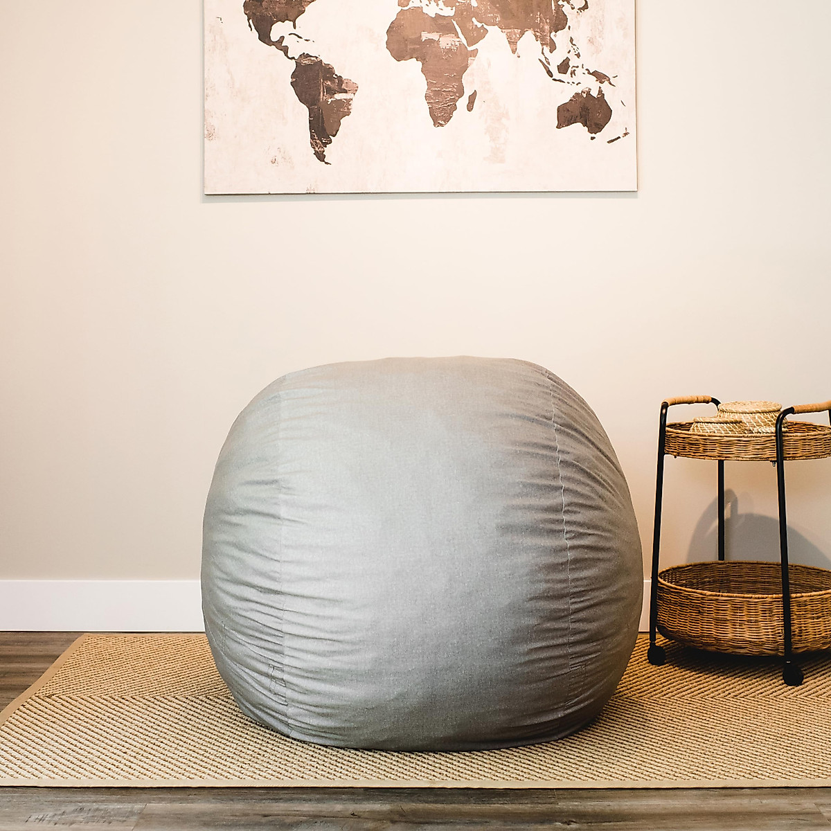 Big Joe Fuf Medium Foam Filled Bean Bag Chair with Removable Cover, Fog Lenox, Durable Woven Polyester, 3 feet Big