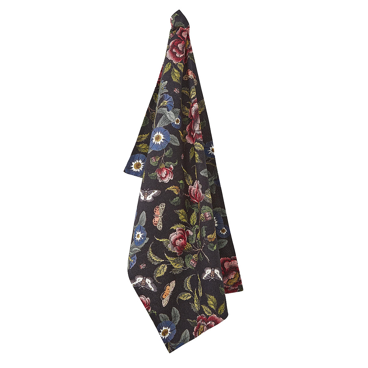 Spode Creatures of Curiosity Floral Tea Towel | Cotton Dish Towel | Highly Absorbent | Quick Drying | Multi-Purpose Absorbent Kitchen Towel | Dark and Edgy Floral Motif (1 Pack)