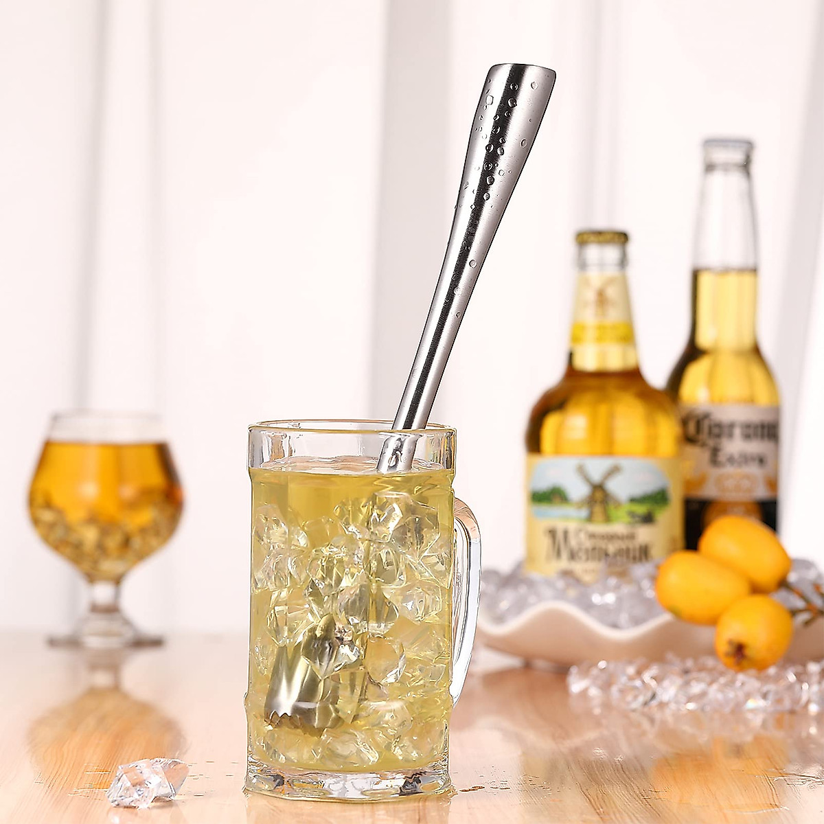 Cabilock Cocktail Muddler Kitchen Masher Tool Margarita Muddler Stainless Steel Cocktail Muddler Stainless Steel T Tool Stainless Steel Whisk Stainless Steel Muddler Drinks Extended Section