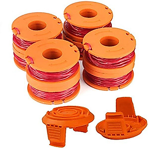 TOPEMAI WA0010 Replacement Trimmer Spool Line 0.065” for Worx WG154 WG163 WG160 WG180 WG175 WG155 WG151 String Trimmer Weed Eater (8 Spools, 2 Caps)