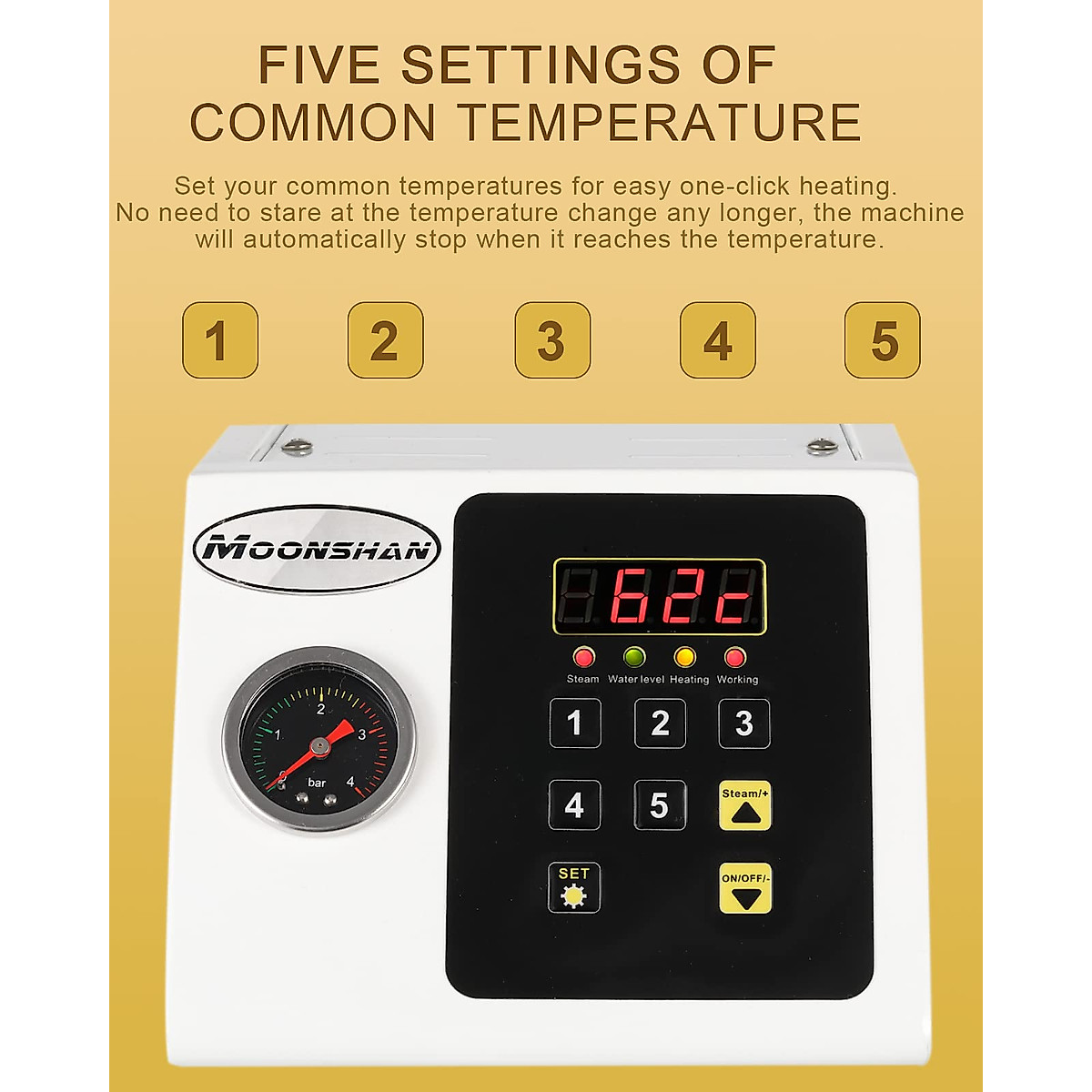 Moonshan Commercial Steam Milk Frother Fast Heating Milk Steamer Machine Boiler Quick Button Electric Fully-Automatic Coffee Foam Maker Frothing Machine for Coffee, Milk, Bubble Tea, Milk Tea