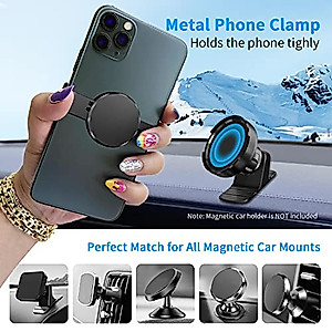 Nicwea Metal Phone Clamp for Magnetic Car Mount, Metal Phone Clip for Magnet Car Holder [Clamp and Remove at Anytime] [Ultra Durable] Compatible with iPhone, Samsung, LG, Sony and Case, Black