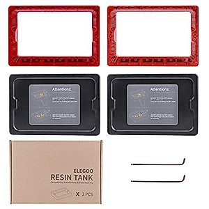ELEGOO 2PCS Plastic Resin Tank for ELEGOO Mars 3D Printer with 2 Lids and FEP Release Liner pre-installed, Resin Vat for Mars, Compatible with Mars pro,Mars 2, Mars 2 pro, Photon, Photon S and Epax X1