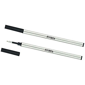 4.37 inch Rollerball Pen Refills, Roller Ball Fine Point 0.5mm, Black Ink Refill Pack of Replaceable Pen Refills Medium Point (6 Pack)