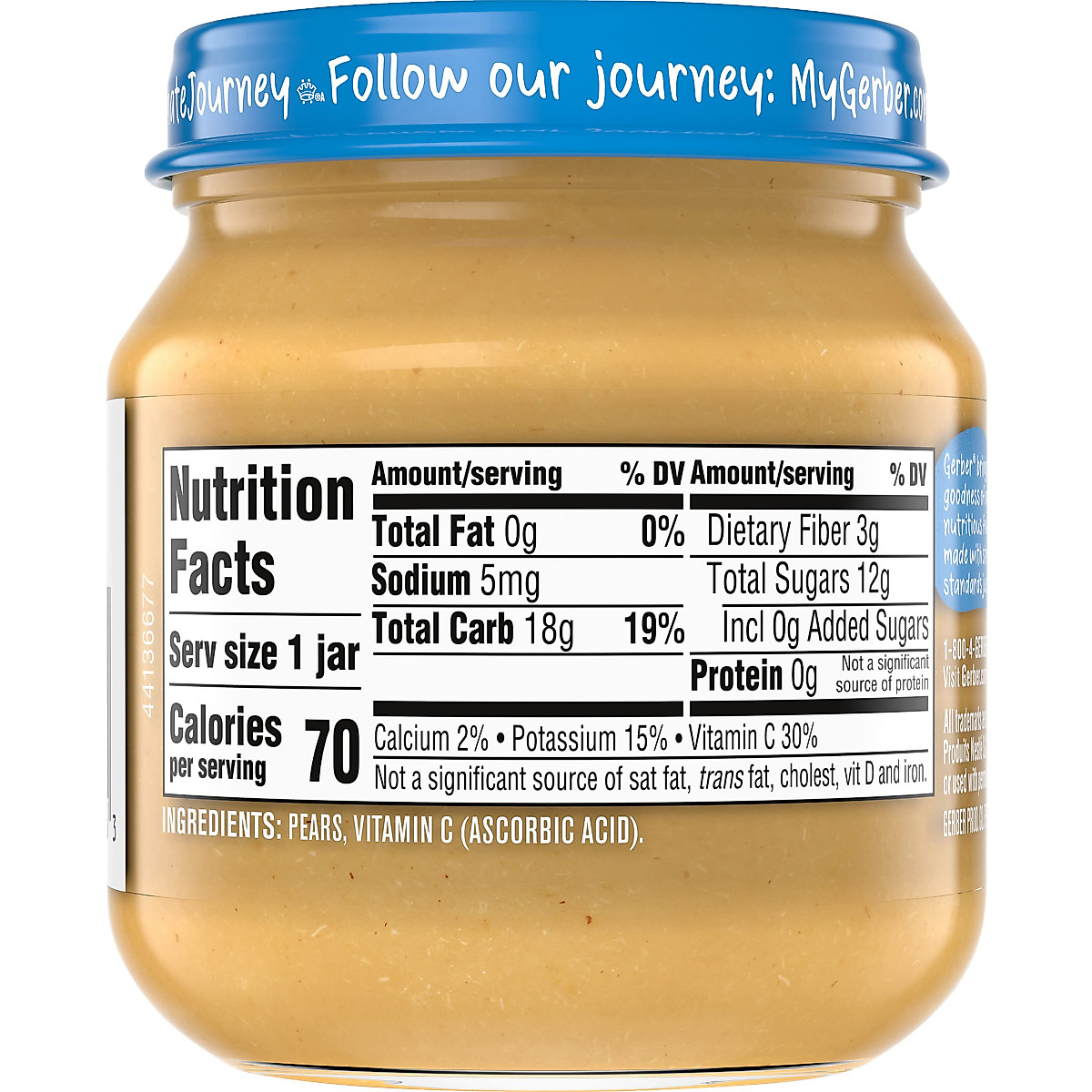 Gerber Natural for Baby 1st Foods Baby Food Jar, Pear, Made with Natural Fruit & Vitamin C, Non-GMO Pureed Baby Food, 4-Ounce Glass Jar (Pack of 10 Jars)