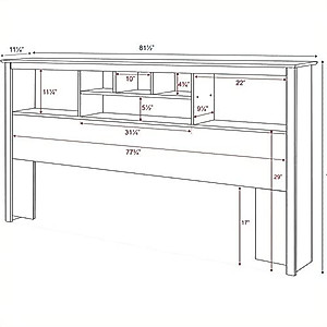 Prepac King Bookcase Headboard, Black