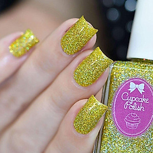 Princess Lolly - yellow glitter holographic nail polish by Cupcake Polish