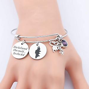 PLITI She Believed She Could So She Did Horns Silhouette Bangle for Friend Family (she believed male bg)