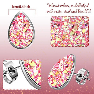 15 Pairs Faux Druzy Stud Earrings Teardrop Glitter Pierced Earrings Stainless Steel Earrings for Women Mothers Day Gift(Waterdrop)