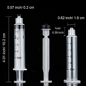 TecUnite 20 Pack Syringe Without Needle, Plastic Curved Syringes for Epoxy Resin, Craft, Feeding Pets Animals, Oil or Glue Applicator(5 ML)