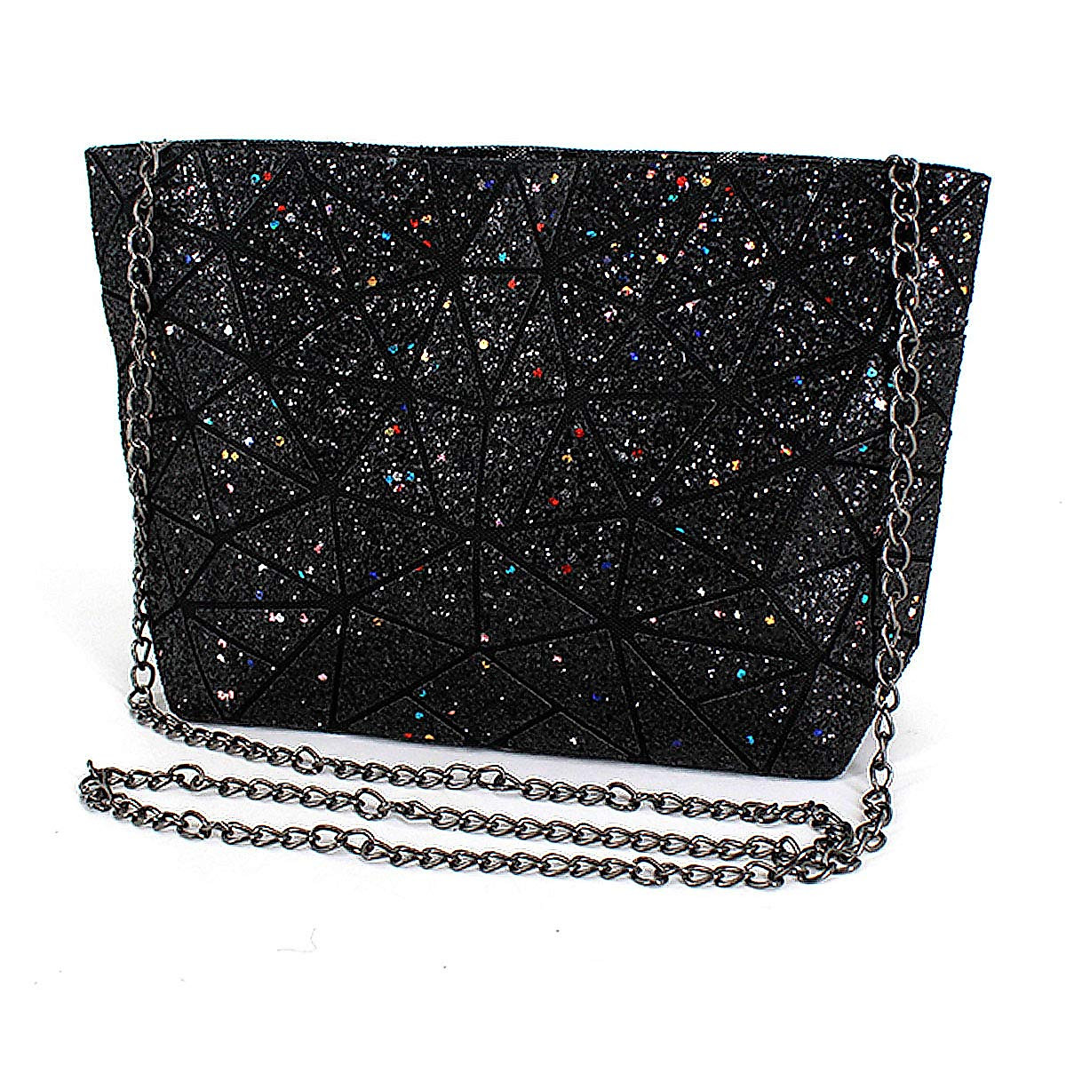 Sun Kea Geometric Shoulder Handbags Women Laser PU Cross-Body Bag Clutch Purse (Laser)