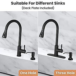 Kitchen Faucets with Pull Down Sprayer High Arc Sink Faucets with Soap Dispenser(Matte Black)