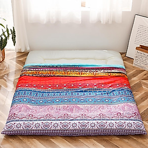 MAXYOYO Mattress Cover for Traditional Japanese Futon Mattress, Futon Floor Mattress Cover with Zipper, Super Soft and Machine Washable, Boho Style, Full