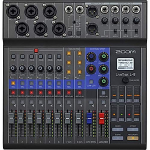 Zoom LiveTrak L-8 Portable 8-Channel Digital Mixer/Recorder with AKG K 240 Studio Pro Headphones & XLR Cable Bundle