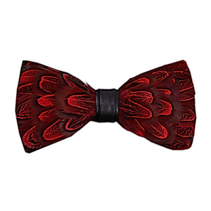 Men's Red Adjustable Bow Ties Fashion Creative Natural Feathers Wedding Bowties