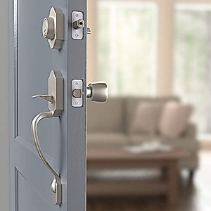 Amazon Basics Handleset with Tulip Knob - Single Cylinder - Satin Nickel