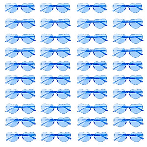 AEAHALY 40 Pairs Blue Heart Sunglasses Bulk for Women Frameless Heart Shaped Glasses Sunglasses Bulk for Kids and Women, Candy Color Bride Bachelorette Party Favor
