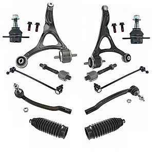 TRQ 12 Piece Steering Suspension Kit Control Arms Ball Joints Inner & Outer Tie Rods Sway Bar End Links for Volvo XC90